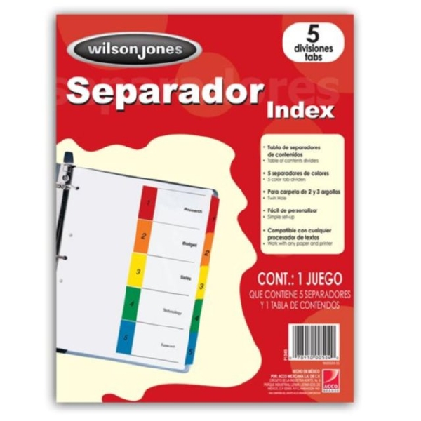 Separadores avery 66568 manila 8 divisiones transparente